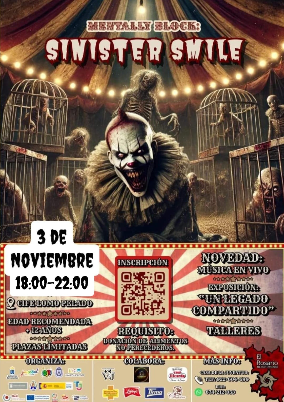 Casa del Terror "Mentally Block: Sinister Smile" (3 de noviembre) – Web Ayuntamiento El Rosario